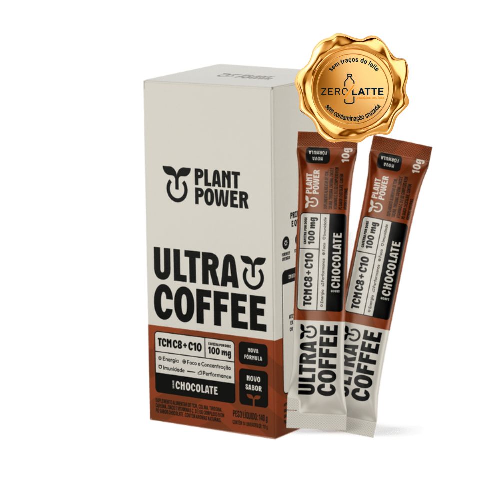 Ultra Coffee sabor Chocolate Plant Power - Caixa com 14 unidades de 10g ...