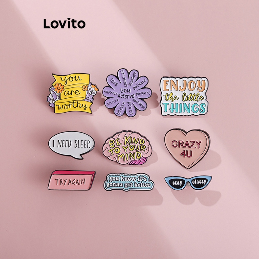 Lovito Fofo Básico Broche Feminino com Frase L63AD354 (Rosa Claro/Rosa ...