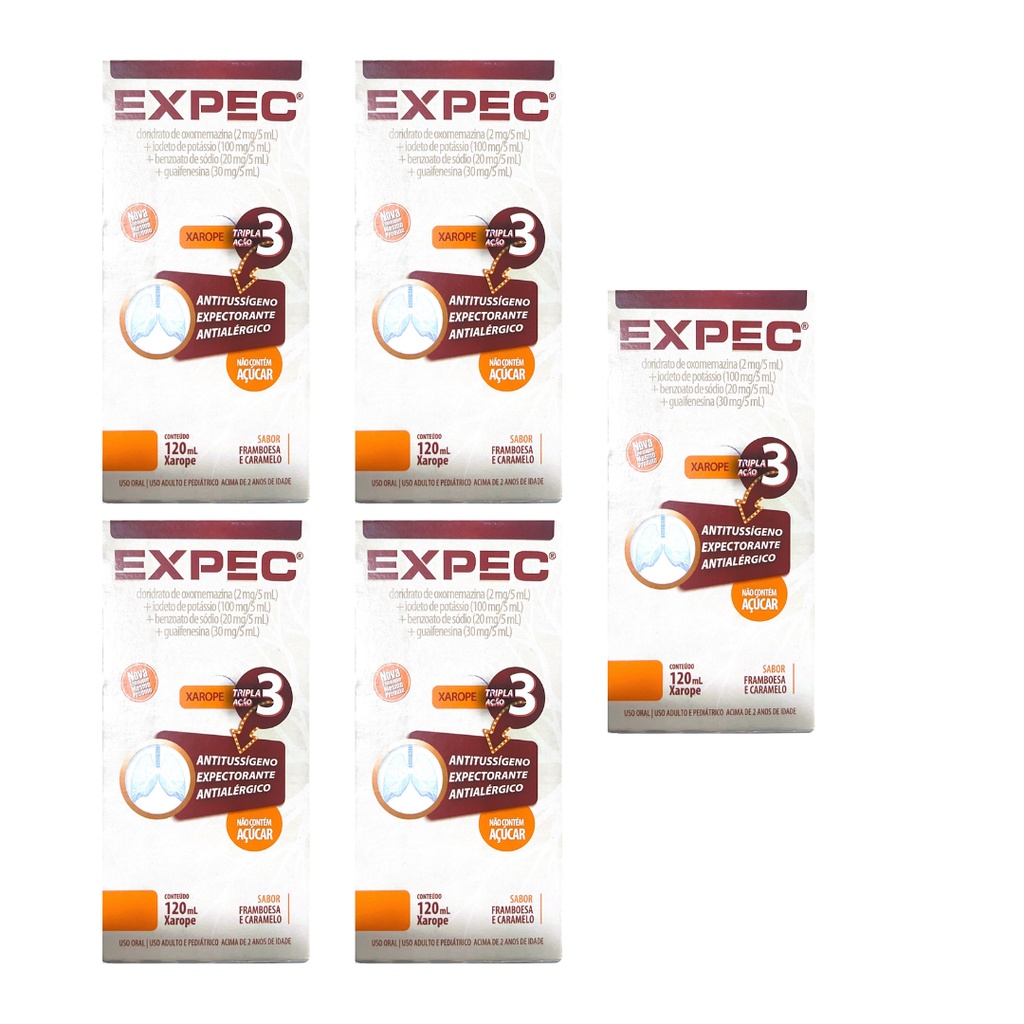 Kit 5 Caixas de Expec Xarop 120mL - Antitussigeno e Expectorante ...