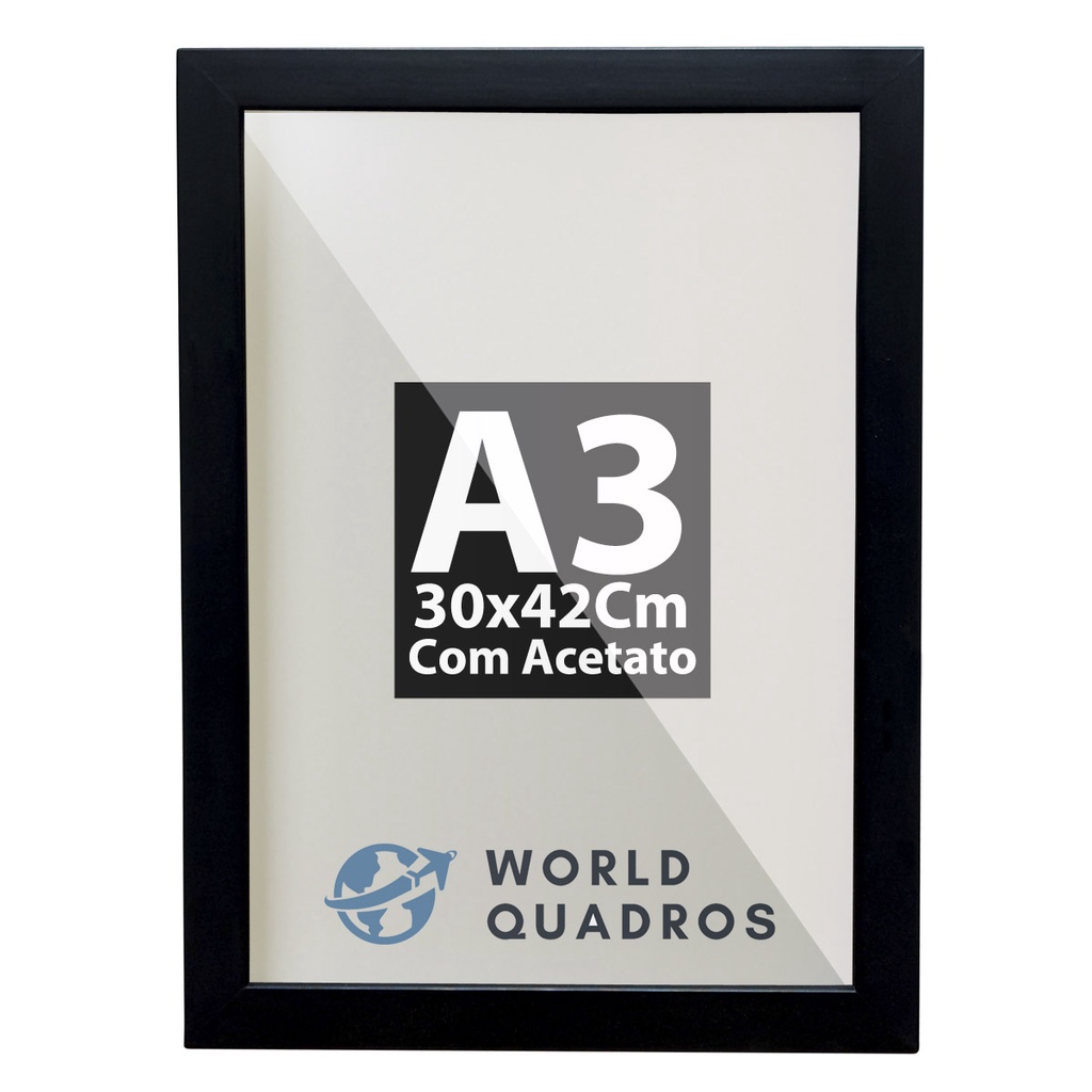 Moldura A3 30x42Cm Com Acetato e Fundo Para Quadros Diplomas Certificados Fotos | Shopee Brasil
