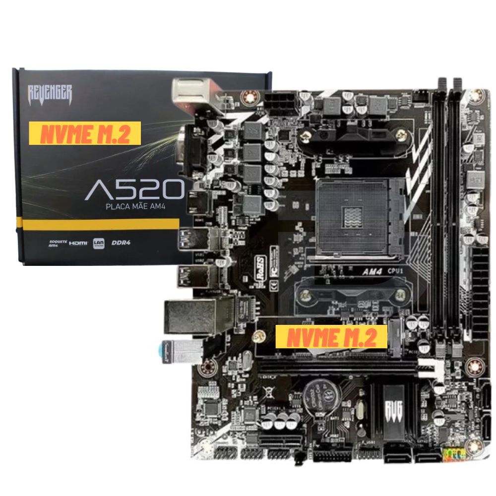 Placa Mãe Amd Ryzen A520 Am4 Ddr4 64gb Nvme M2 Lan Gigabit | Shopee Brasil