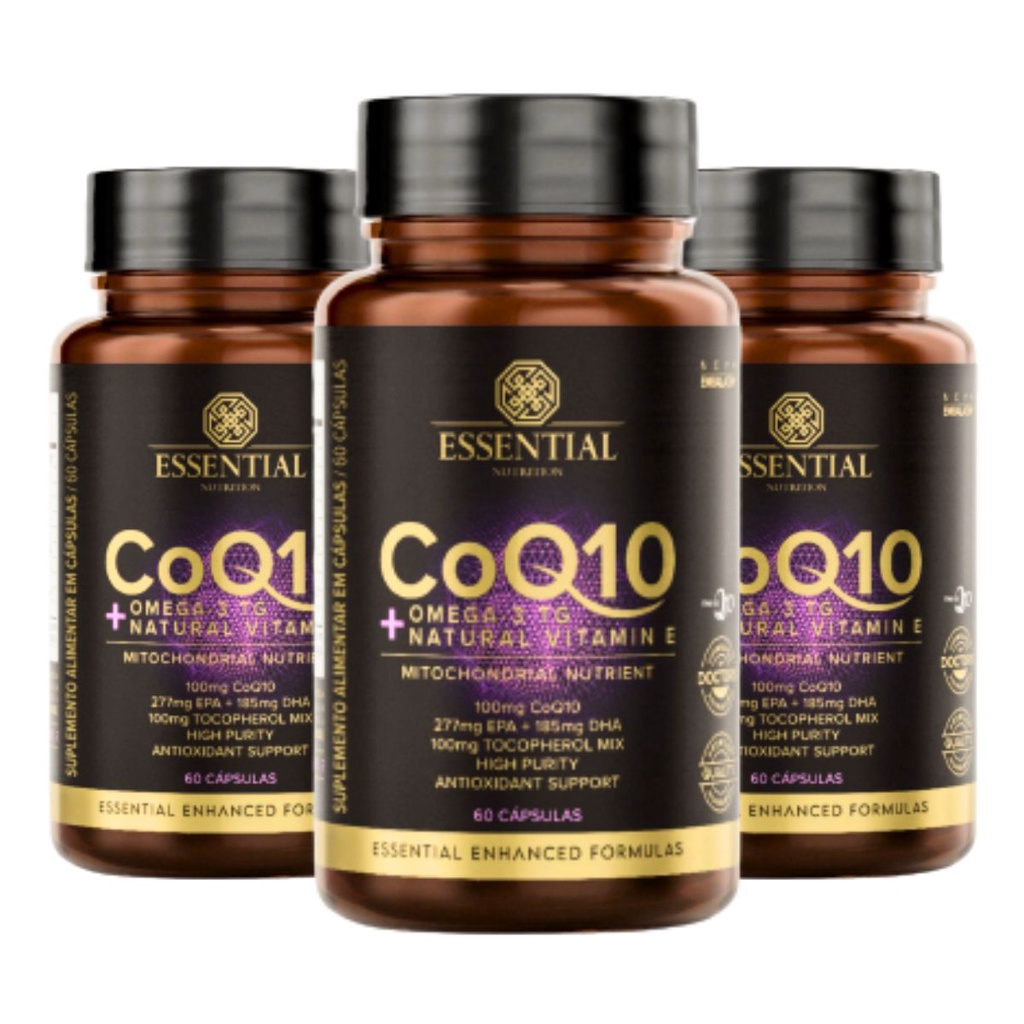 Coenzima Q10 com Ômega 3 TG - 3 unidades de 60 Cápsulas - Essential ...