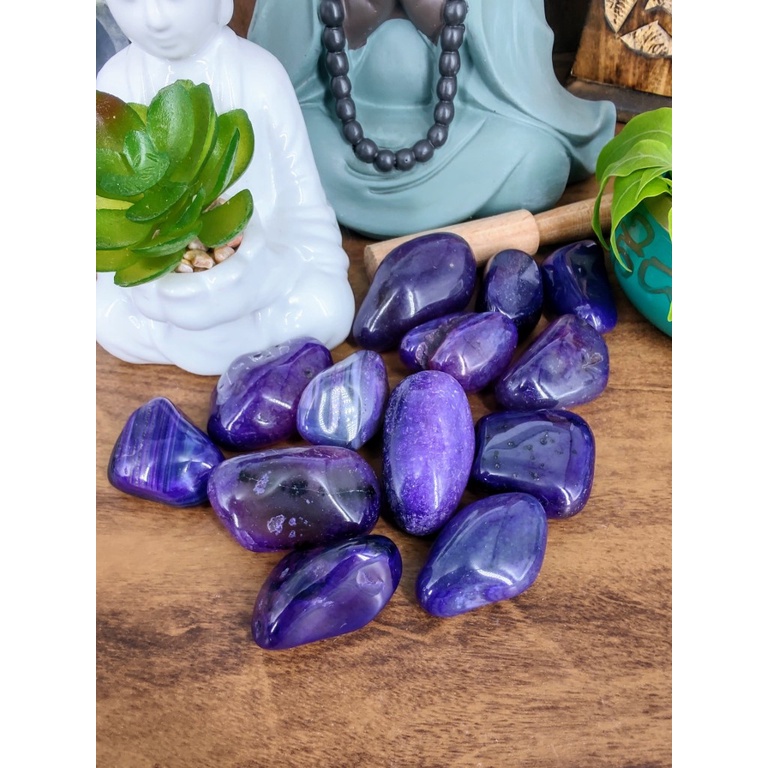 Pedra Ágata Roxa Média Rolada - 4 Unidades | Shopee Brasil