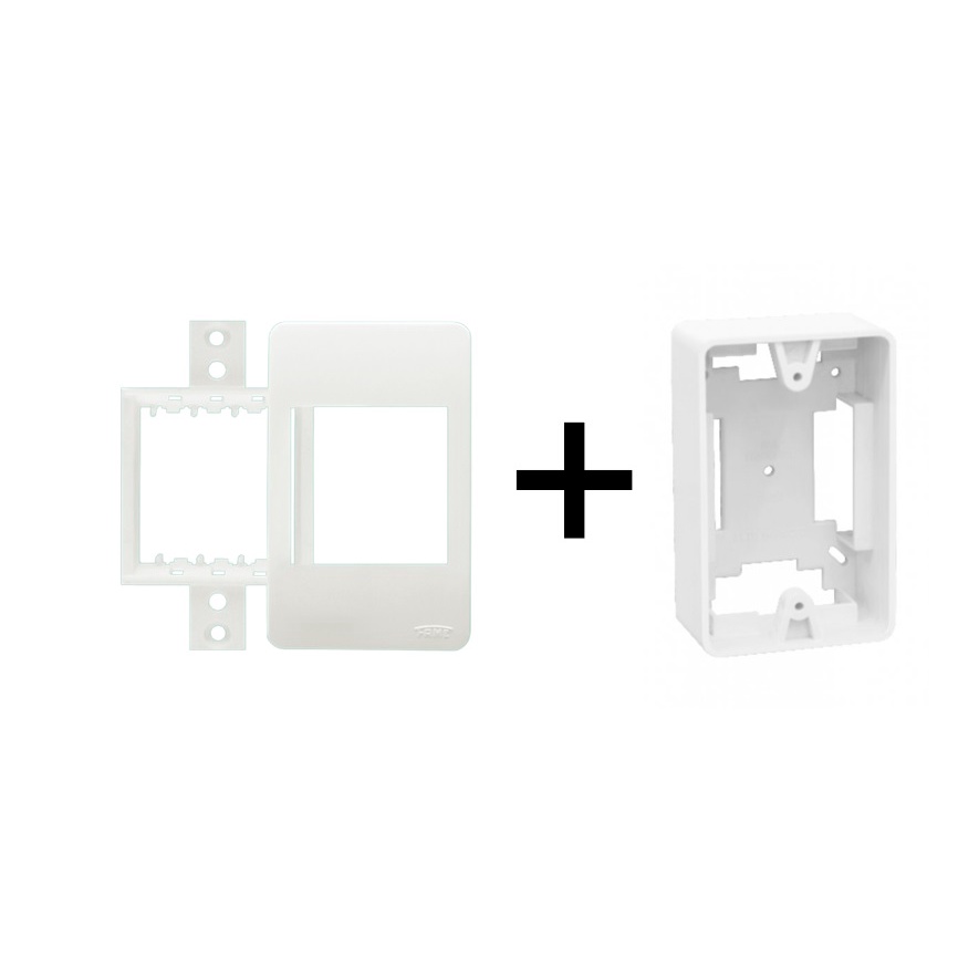 Caixa + placa 2 modulos com suporte fame externa | Shopee Brasil