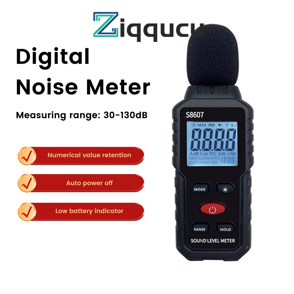 Ziqqqucu Decibelimetro Digital 30 ~ 130dB Medidor De Nível Sonoro Decibel Meter 0.1 dB ...