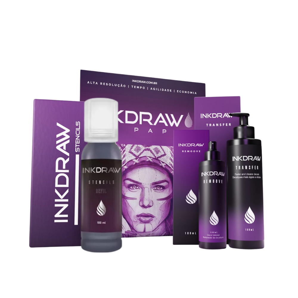 Kit Completo Inkdraw Stencils + Papel + Removedor de Decalque + Transfer Tatuagem | Shopee Brasil