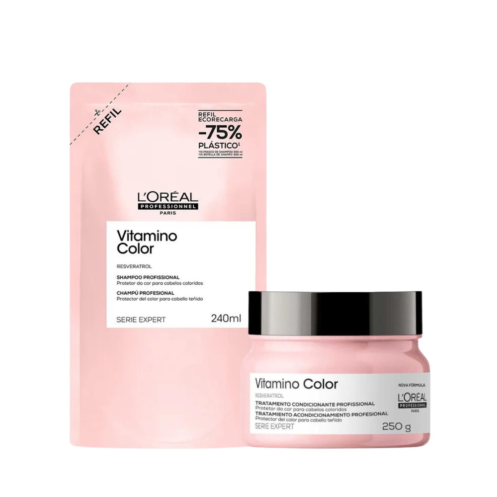 Loreal Vitamino Color Sh Refil 240ml + Masc 250ml | Shopee Brasil