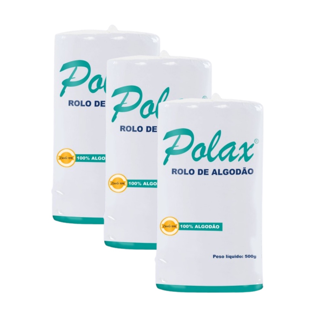 Kit 3 Pacotes de Algodão Hidrófilo Rolo de 500g Polax | Shopee Brasil