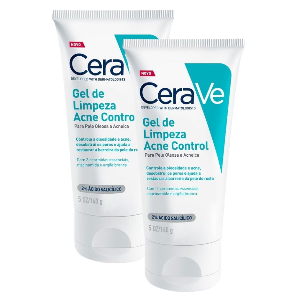 Kit 2 CeraVe Gel de Limpeza Acne Control 140g | Shopee Brasil