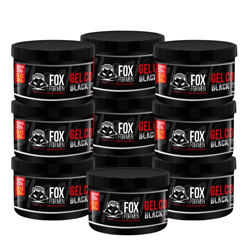 GEL COLA BLACK 300G FOX FOR MEN 10 UNIDADES | Shopee Brasil
