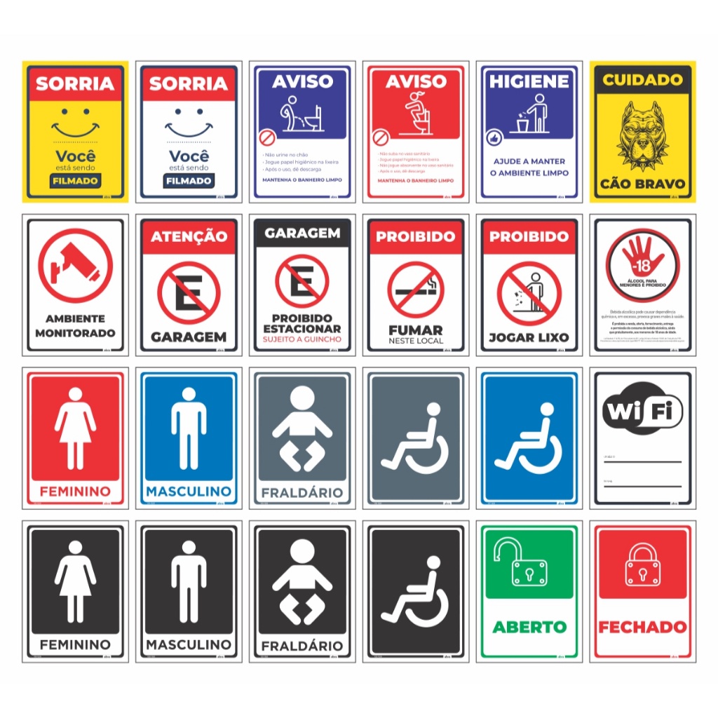 Placa De Sinalização Adesiva PVC Aviso Emergencia Vários Modelos e ...