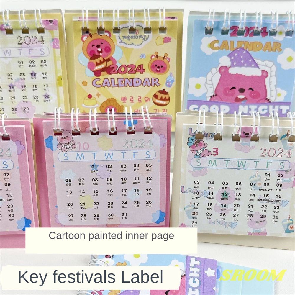 Loopy calendário ornamentos bonito dos desenhos animados rosa castor ...