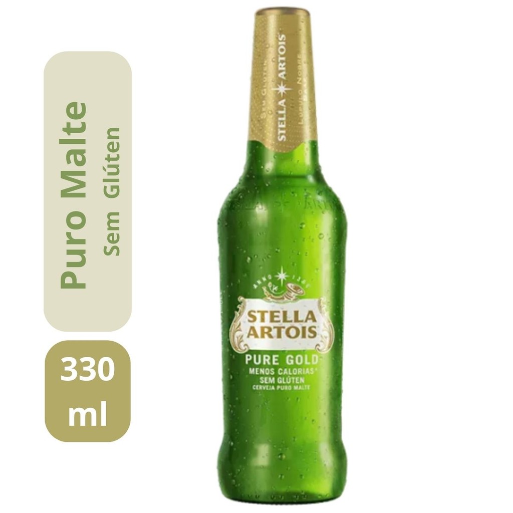 Pack 6 Cerveja Stella Artois Pure Gold Long Neck 330ml | Shopee Brasil