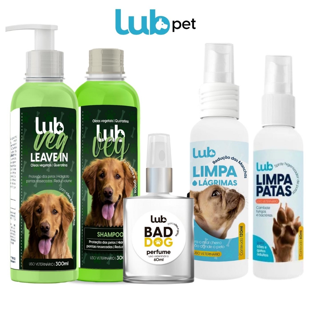 Kit Higiene Lub Pet Shampoo E Leave In 300ml Lub Veg Perfume Bad Dog E ...