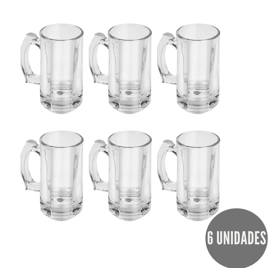 Jogo 6 Canecas Zero Grau 380ml Cerveja Chopp Vidro Grosso | Shopee Brasil