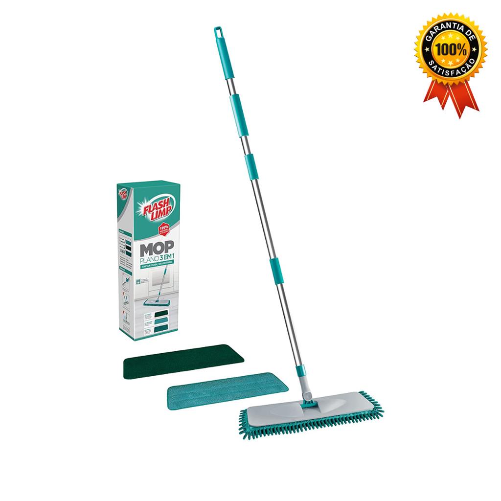 Mop Plano 3 Em 1 Limpeza Pesada Seca E Umida Esfregão Flash Limp ...