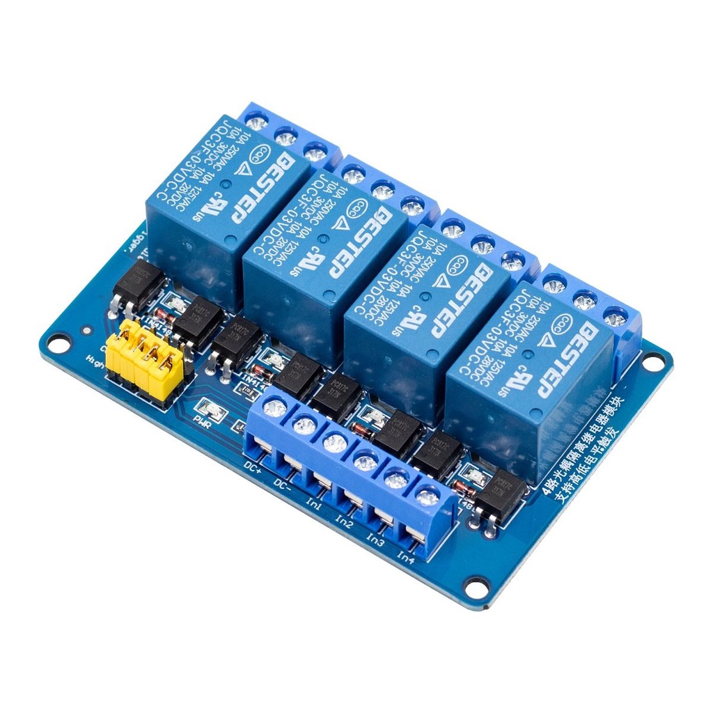 Módulo Relé 3V 10A 4 Canais Com Borne KRE para ESP32 | Shopee Brasil