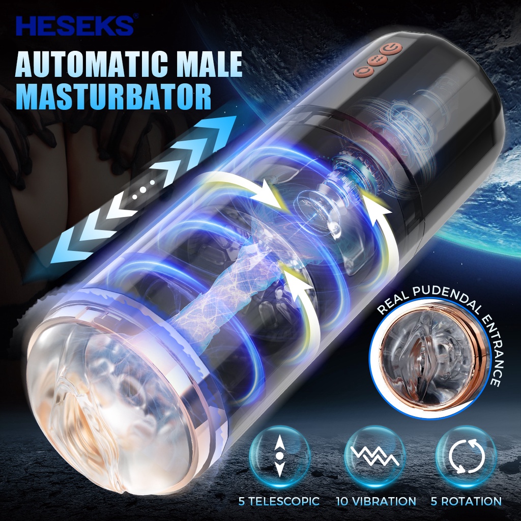 HESEKS Copa De Masturbação Automática Masturbador Telescópica Rotativo ...
