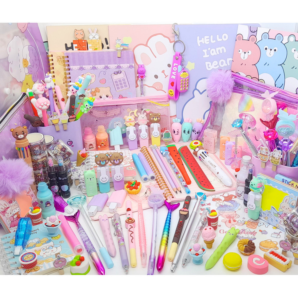 Kit Papelaria Fofa Criativa Kawaii - 50 Itens Surpresa | Shopee Brasil