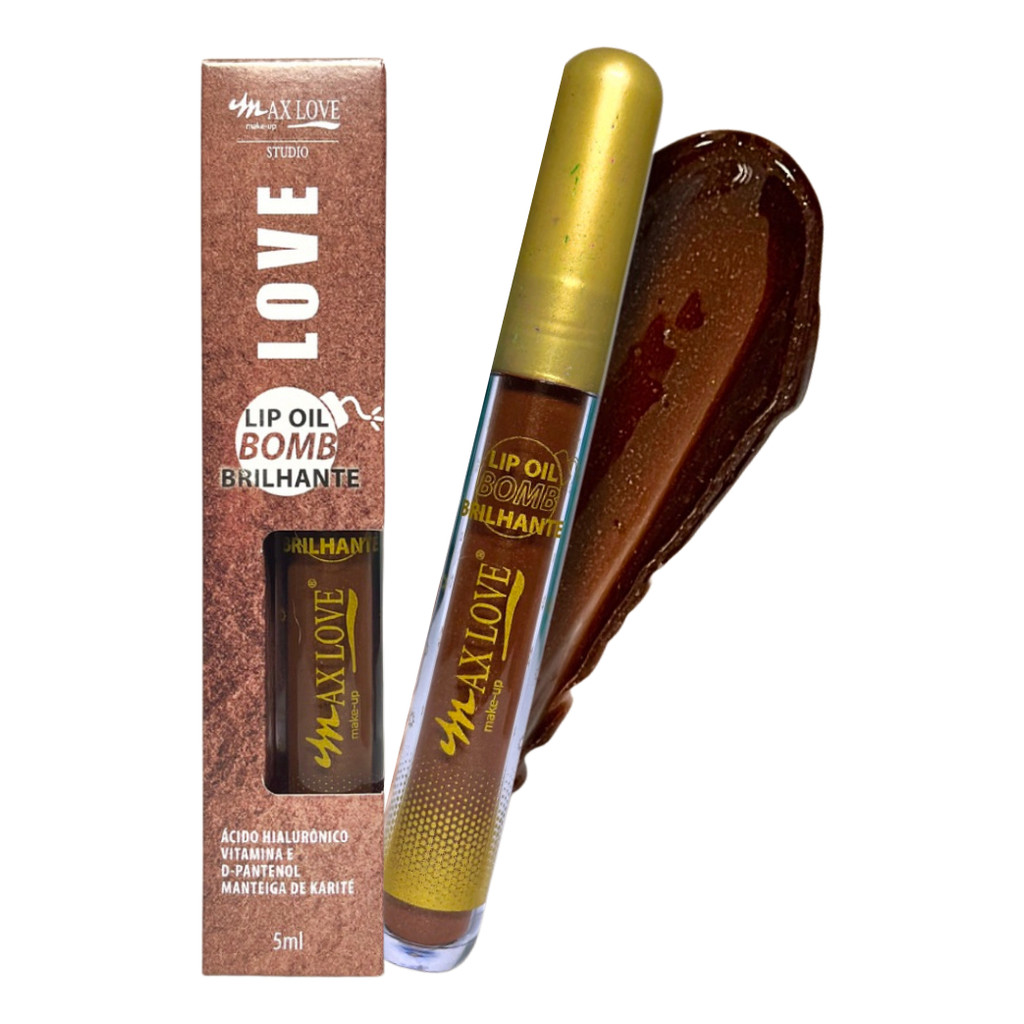 Lip Gloss Labial Lip Oil Bomb Brilhante Marrom Max Love 50 | Shopee Brasil