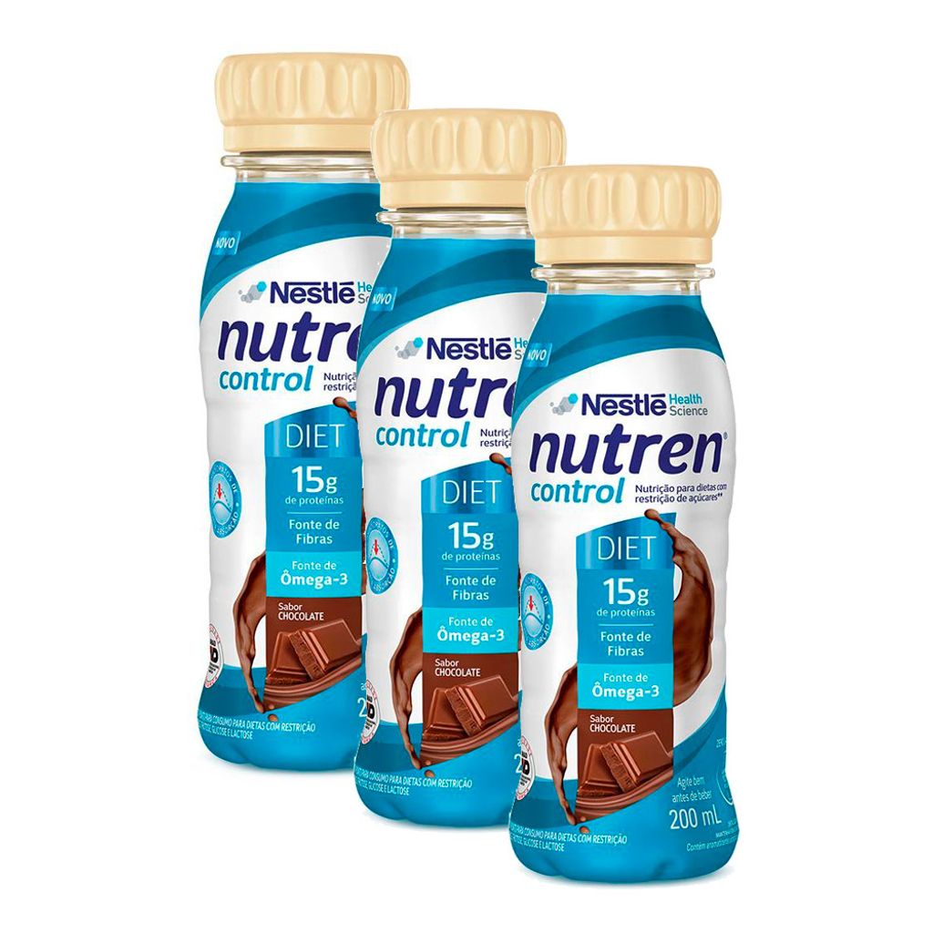 Kit 3 Nutren Control Diet Chocolate Suplemento Alimentar 200ml | Shopee ...