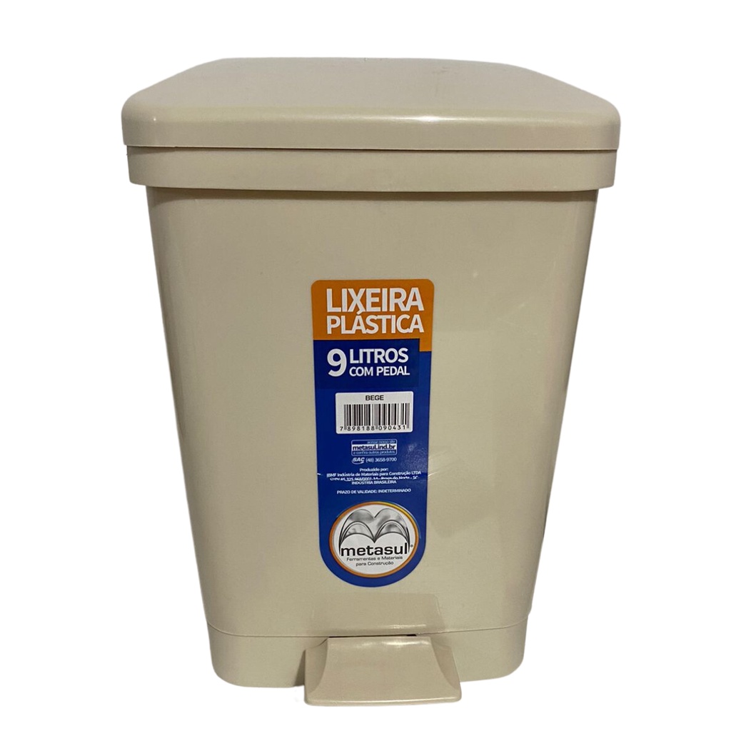 LIXEIRA PLASTICO METASUL 9L COM PEDAL | Shopee Brasil