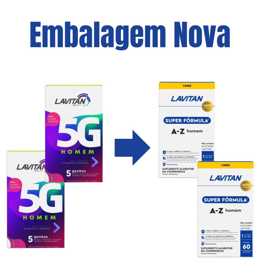 Kit 2 Lavitan Multi 5G Homem/Super Fórmula 60Cpr - Cimed | Shopee Brasil