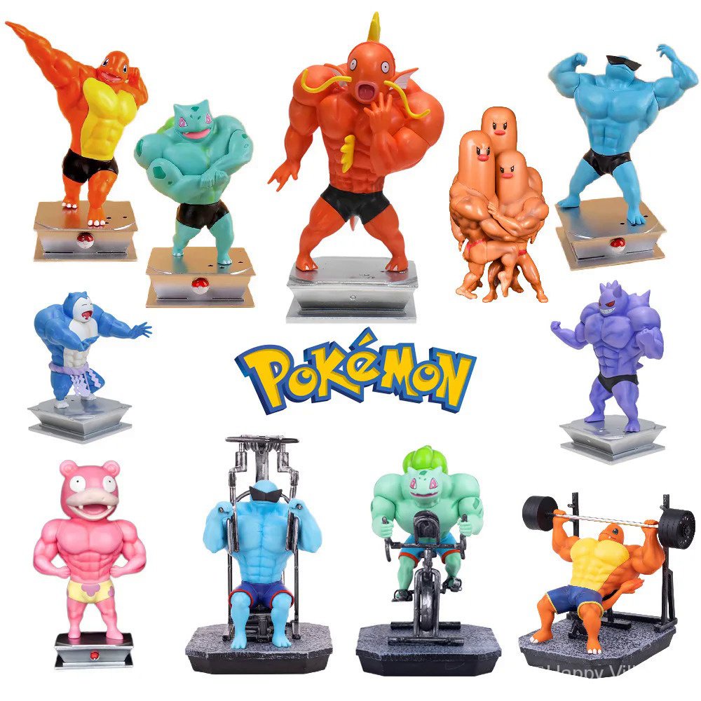 18cm Pokemon Figuras GYM Cartoon Fitness Muscle Man Charmander ...