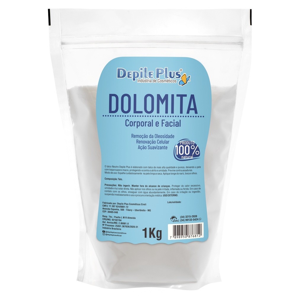 Talco Dolomita Corporal e Facial 1kg para Depilação e Cuidados para a ...