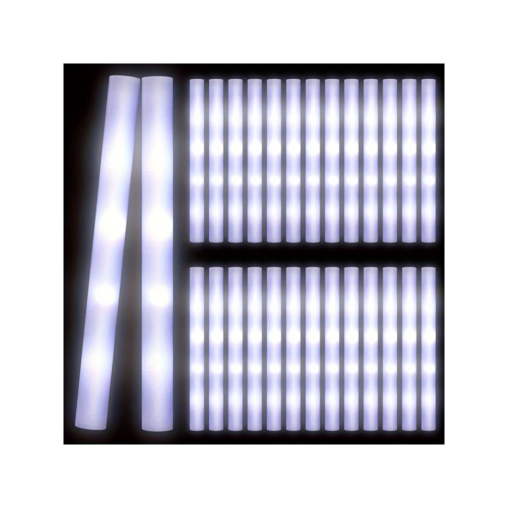 10/20 Pçs Branco LED Espuma Varas Iluminam Bastões Brilho 48cm Com 3 ...