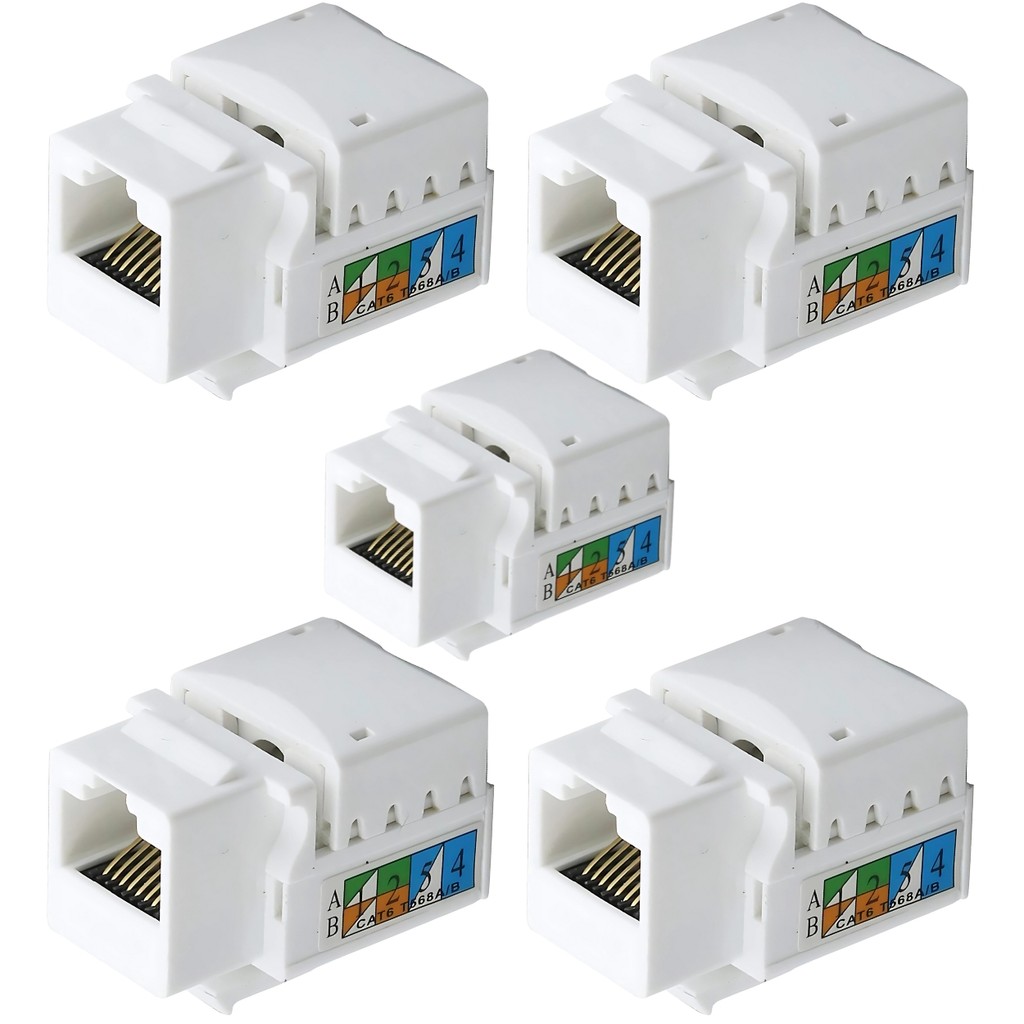Kit C/ 5 Conector Rj45 Utp Femea Cat6 Branco Keystone | Shopee Brasil