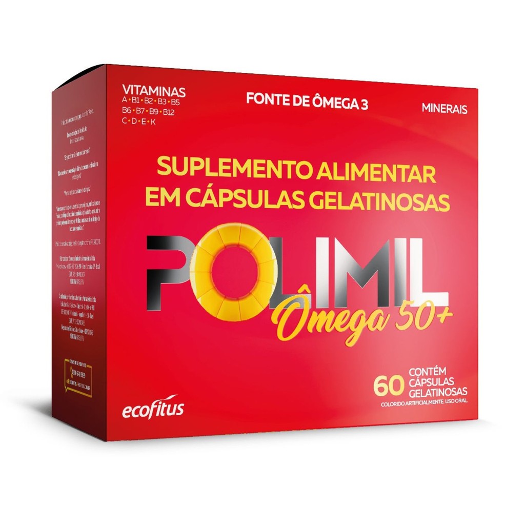 Polimil 50+ Omega 3 + Vitaminas E Minerais (Visao, Metabolismo ...