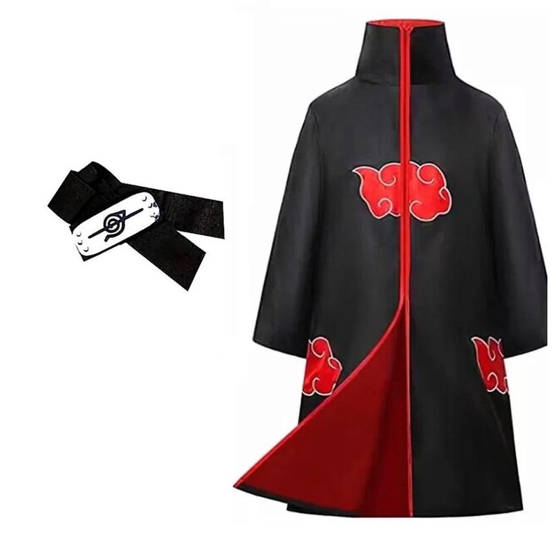 Capa Akatsuki Manto Fantasia Naruto Cosplay Com Bandana | Shopee Brasil
