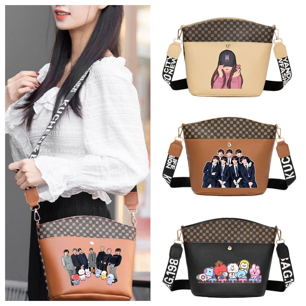 Bolsa Fashion Satchel Mulher Saco Crossbody Domed Coreano BTS Estudante ...