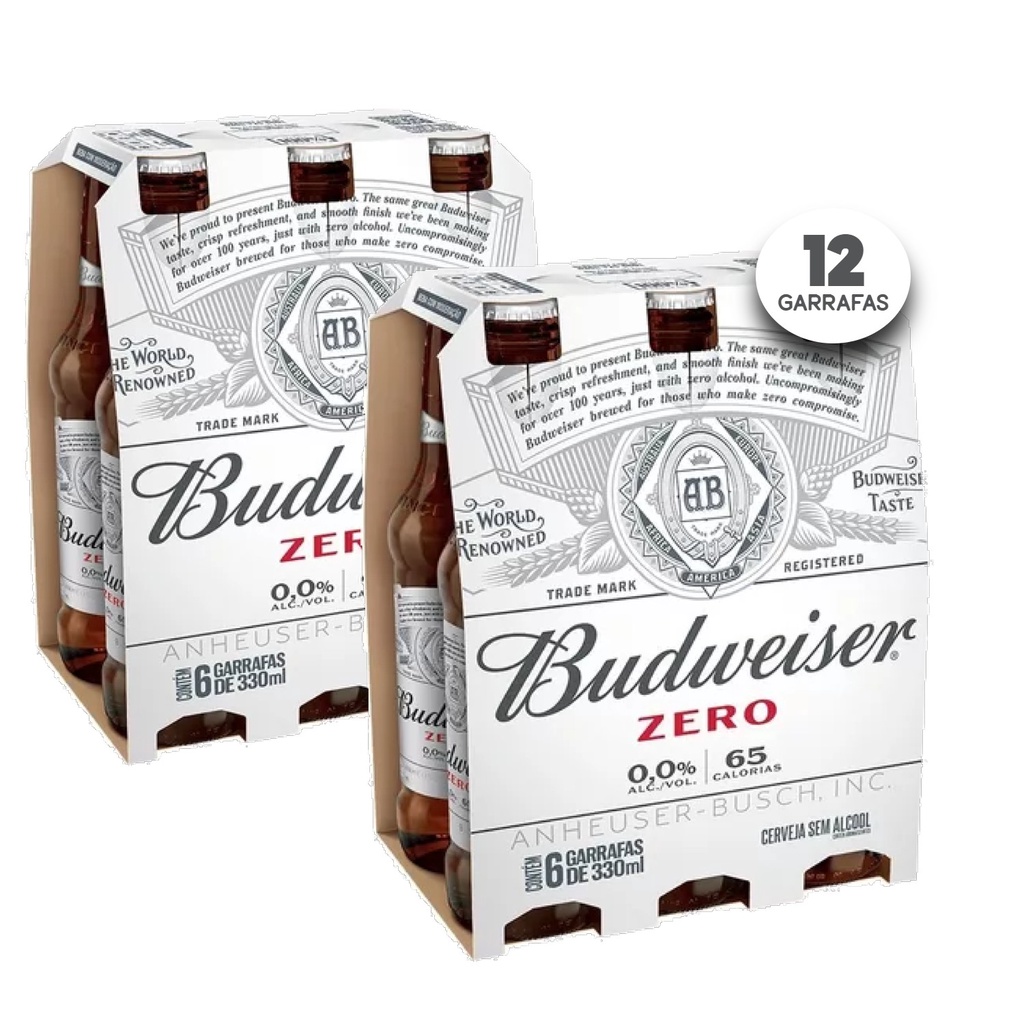 Cerveja BUDWEISER Zero Long Neck 330ml (12 Garrafas) | Shopee Brasil
