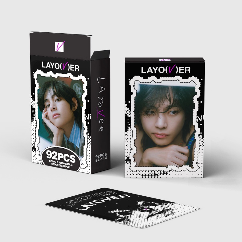 555-92pcs/Caixa V 2023 Novo Álbum Solo Layover Photocards Kim Tae Hyung Holograma Laser Cartões ...