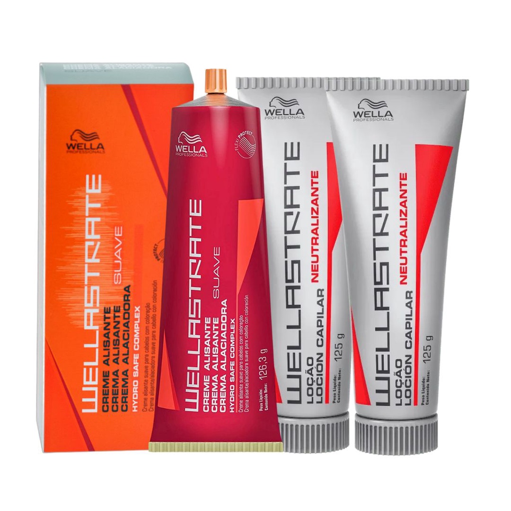 Kit Wellastrate Creme Alisante Para Cabelo Suave + 2 Neutralizante ...