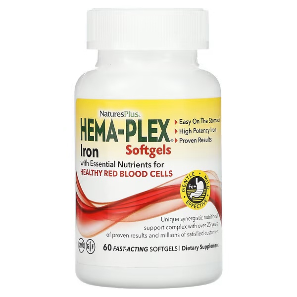 Hema-Plex + Ferro e Nutrientes 60 Softgels - NaturesPlus | Shopee Brasil