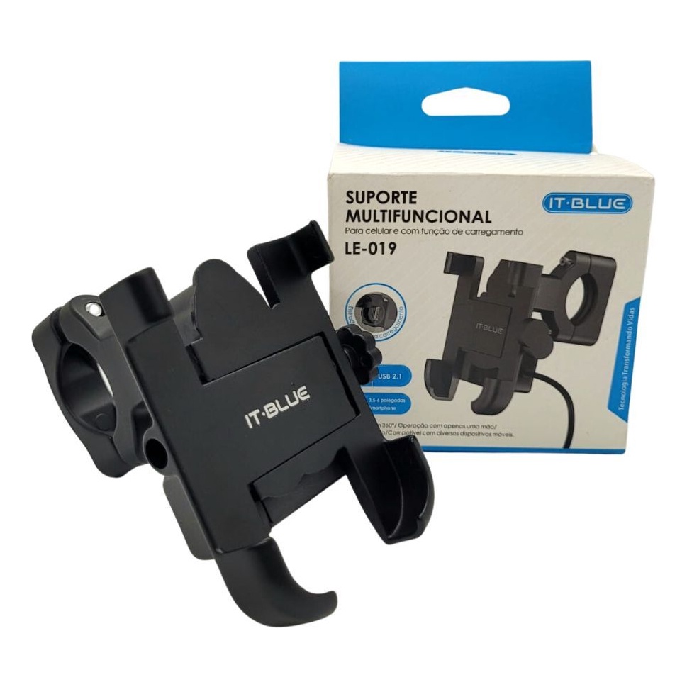Suporte Celular Moto/bike Alumínio C/carregador Fix IT Blue LE-019 | Shopee Brasil