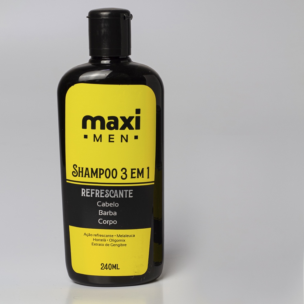 Shampoo Masculino 3 em 1 Cabelo Barba Corpo 240 Ml Maxi Men | Shopee Brasil