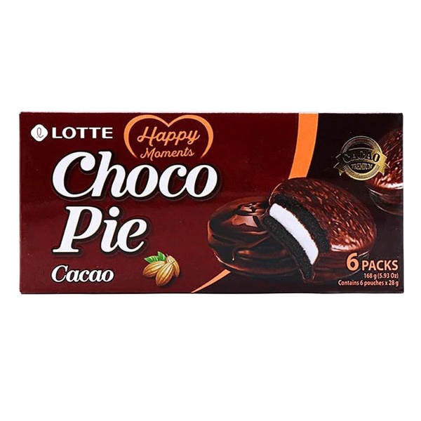Choco Pie Coreano Bolinho Cacao c/ 6Un Lotte 168g | Shopee Brasil