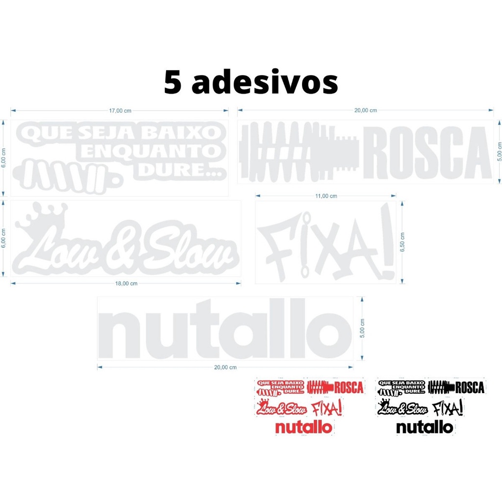 Kit Adesivo Carro Rebaixado, Fixa, Mola, Kit Com 5 Adesivos | Shopee Brasil