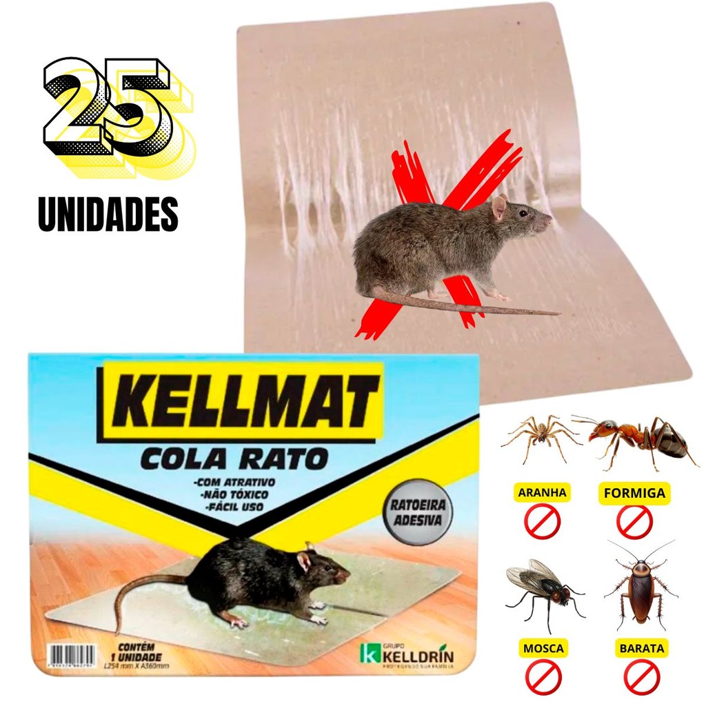 25 Ratoeira Adesiva Super Cola Rato Roedor Ratazana | Shopee Brasil