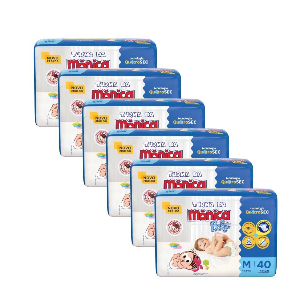 6 Pacotes - Fralda Turma da Monica Econômica M Pacote c/40un | Shopee ...