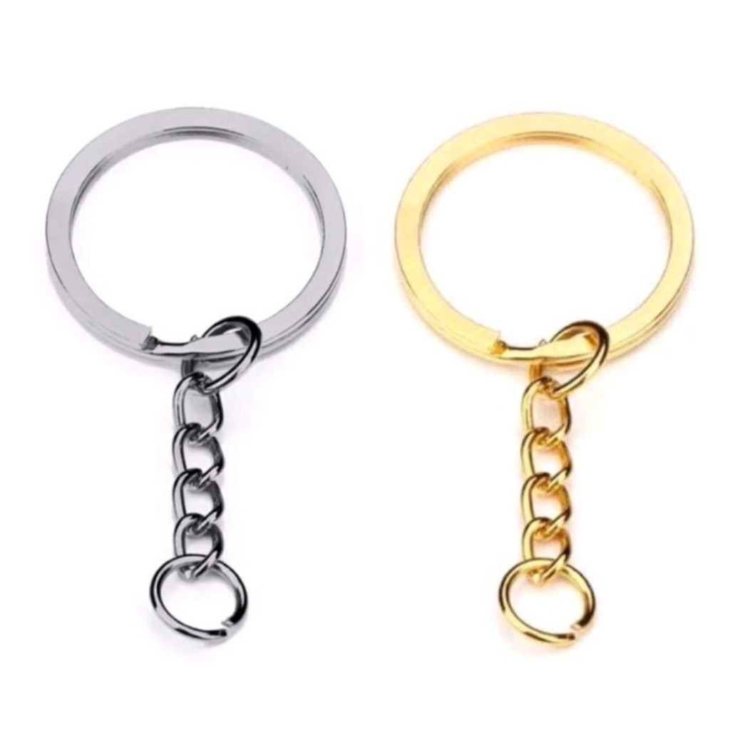 Kit Argola Chaveiro C/ Corrente 25mm + Elo 8mm -50pçs Dourada/Prata ...