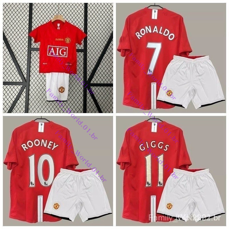 2007-08 Temporada do Manchester United FC Retro Home Futebol Kit de ...