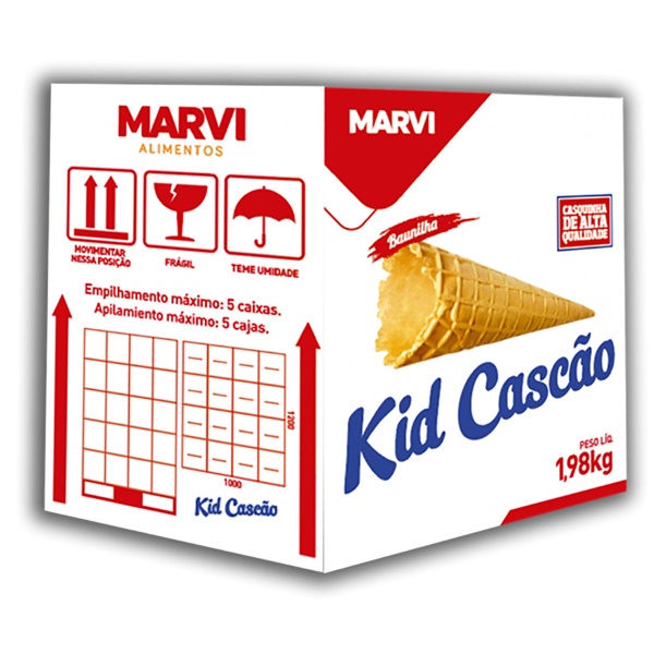 Casca para Sorvete Cascão (Kid) Marvi (120 unidades) - Sorvete ...