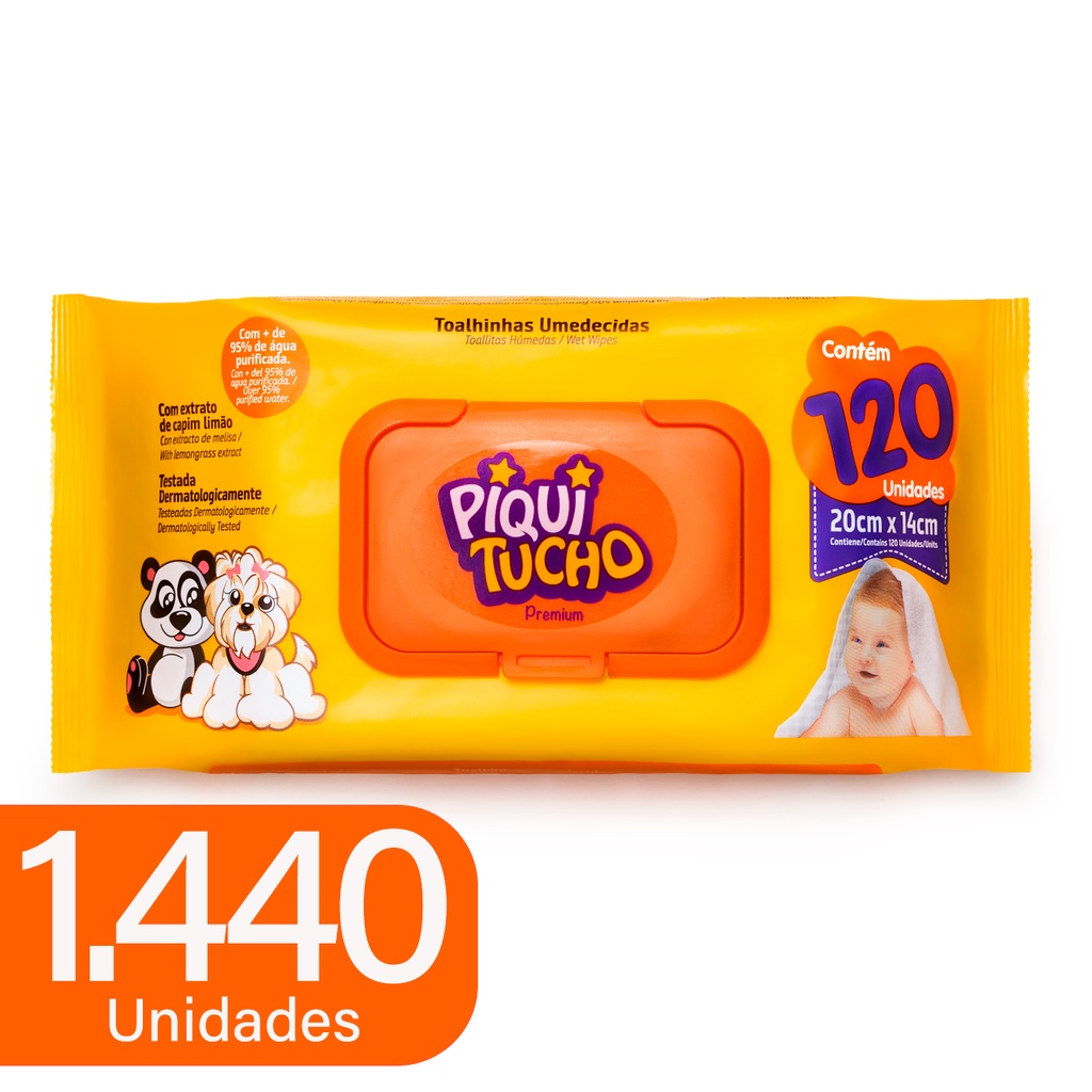 Kit Toalhas Umedecidas Piquitucho Premium 12 Und | Shopee Brasil