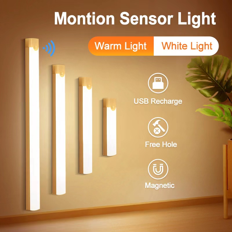 Luz LED com sensor de movimento Luz magnética recarregável 3 sensores ...