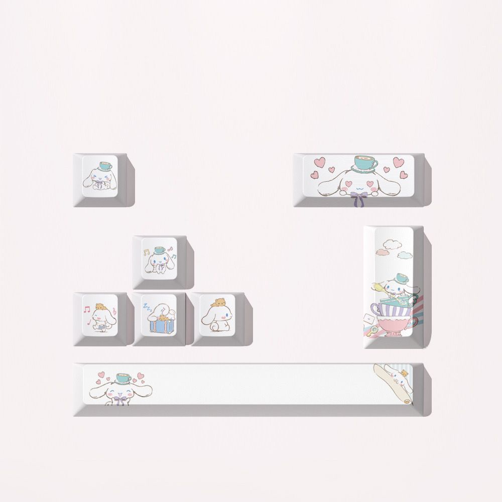 Conjunto de 7 teclas Cute Cinnamon Dog Anime Anime Suplementar Keycap ...